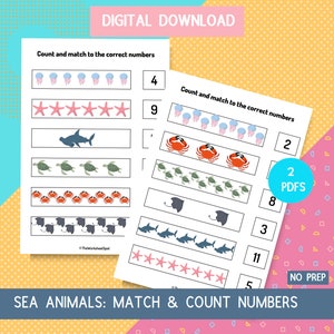 Count to 12 Numbers-sea Animals- Digital Download Counting Worksheet ...