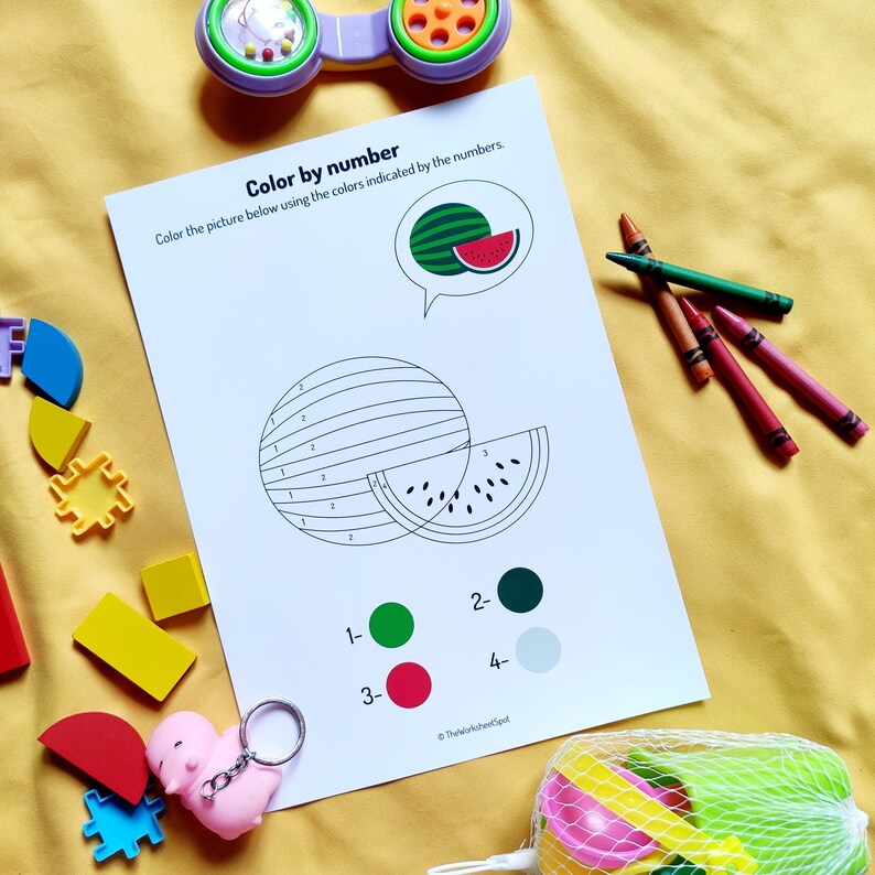 Color by Number-watermelon- Digital Download Counting Worksheet ...