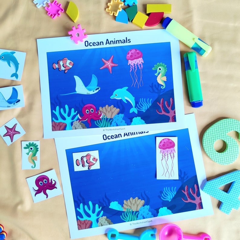 Ocean Scene-sea Animals-digital Download Matching Activity Matching ...