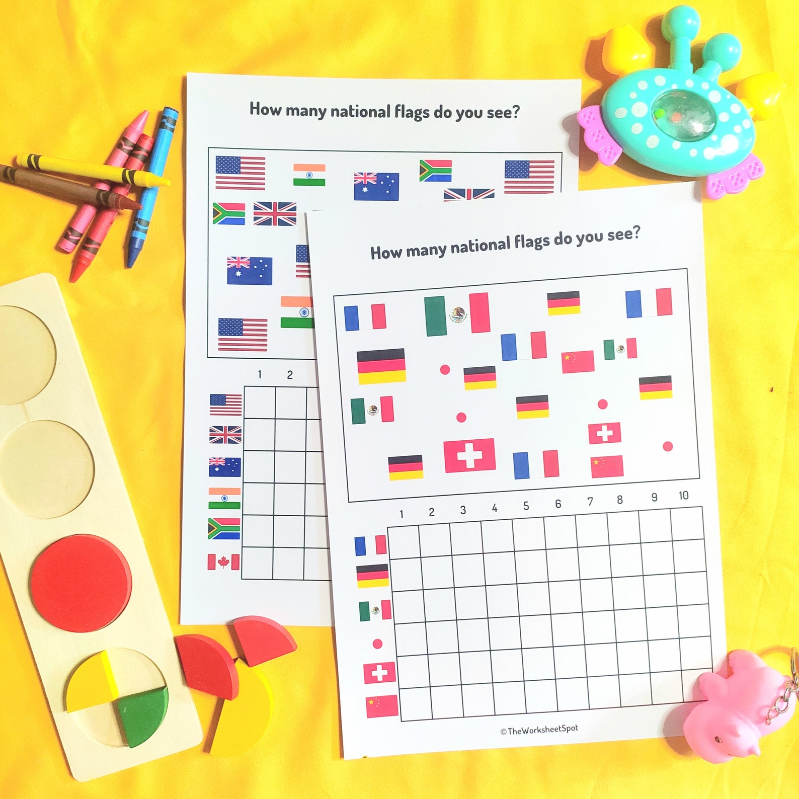 Count and Graph-national Flags- Digital Download Counting Worksheet ...