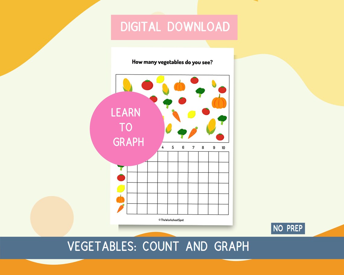 Count and Graph -vegetables - Digital Download Counting Worksheet Math ...