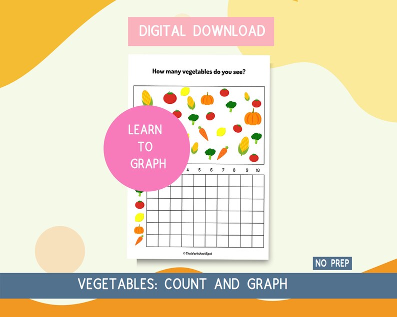 Count and Graph -vegetables - Digital Download Counting Worksheet Math ...