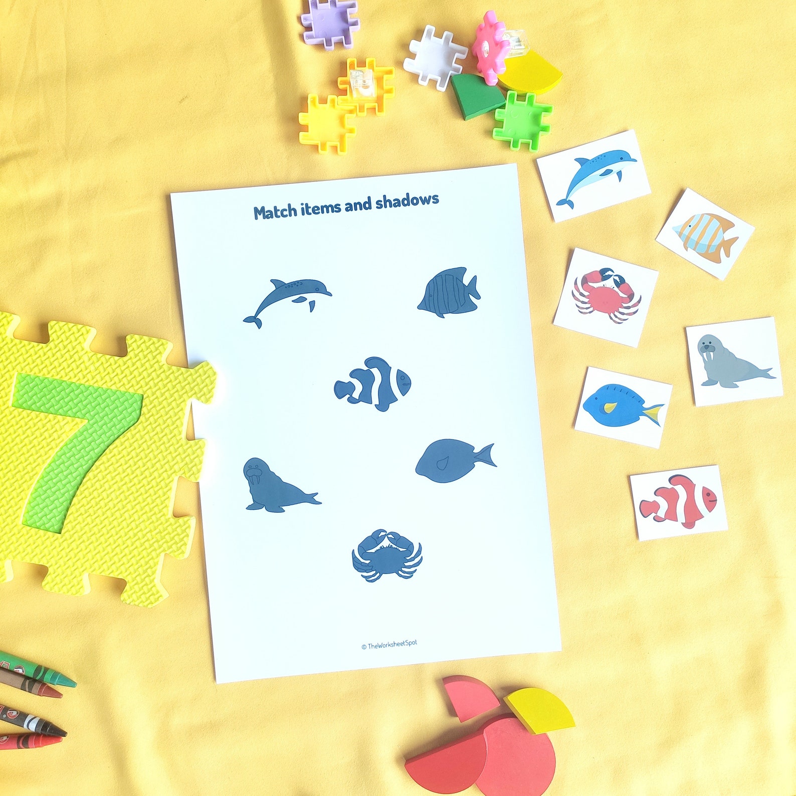 Sea Animals – Match Items and Shadows Digital Download Matching ...