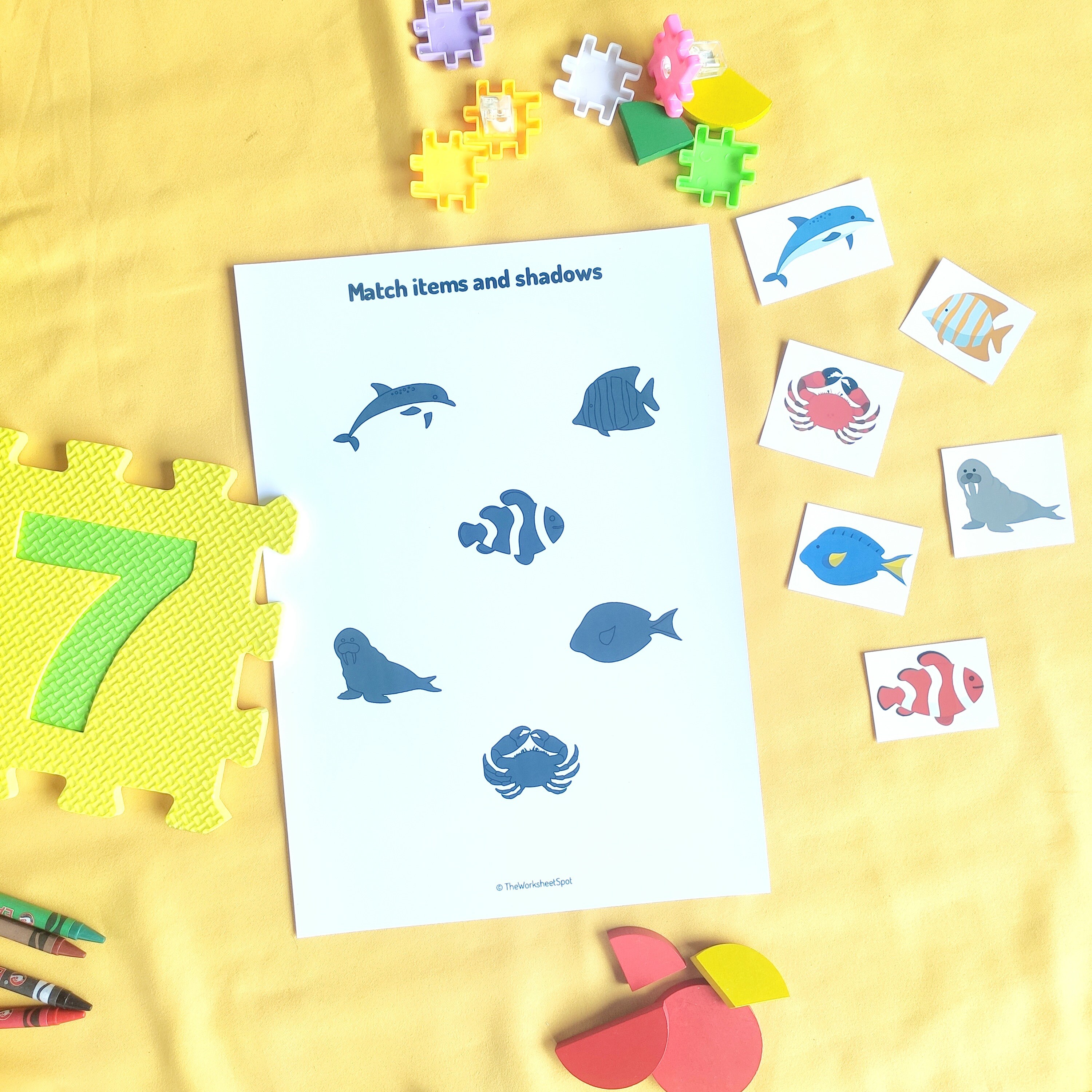 Sea Animals – Match Items and Shadows Digital Download Matching ...