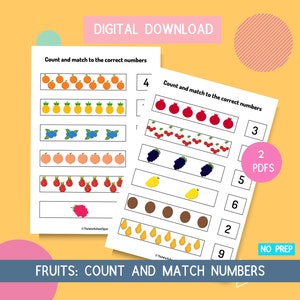 Count to 12 Numbers-fruits- Digital Download Counting Worksheet Learn ...
