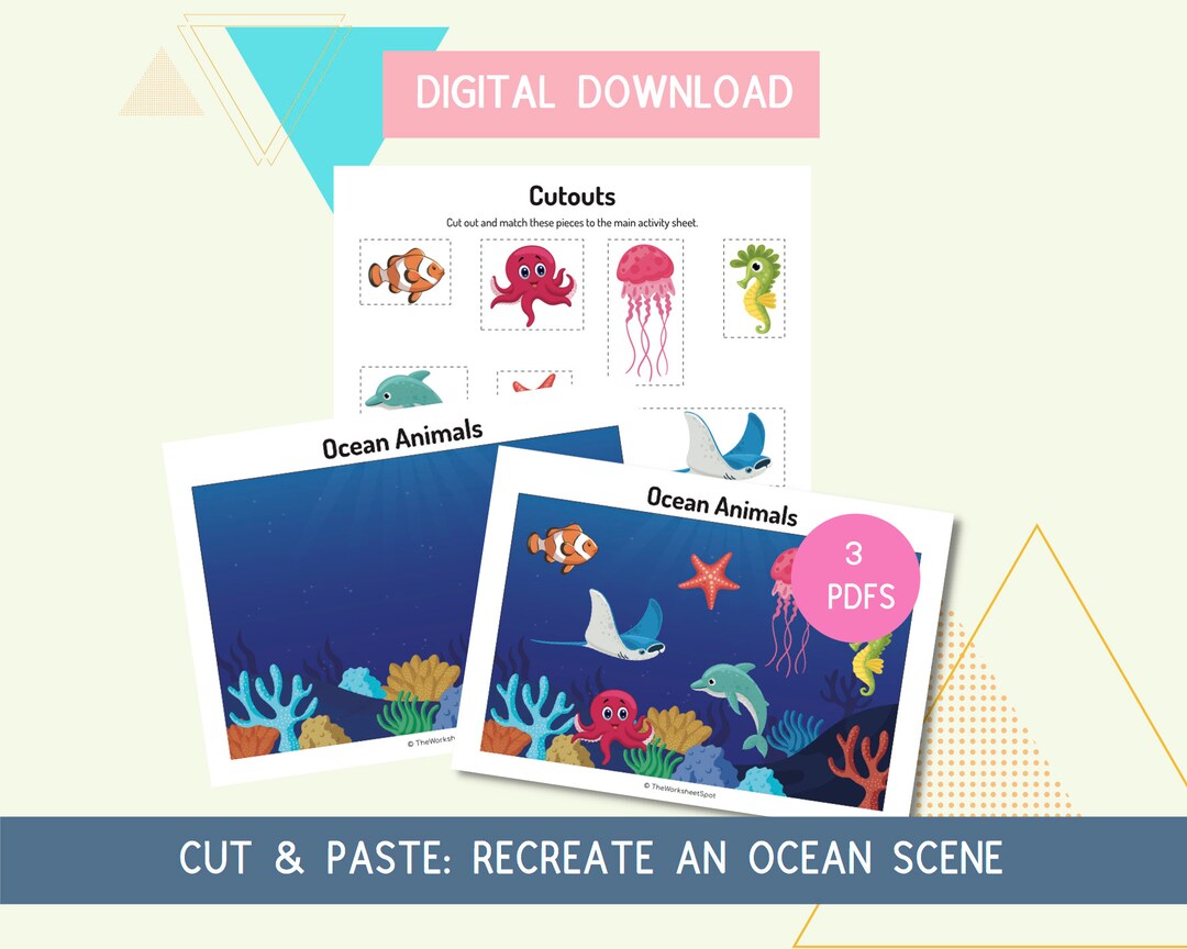 Ocean Scene-sea Animals-digital Download Matching Activity Matching ...