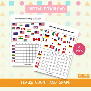Count and Graph-national Flags- Digital Download Counting Worksheet ...