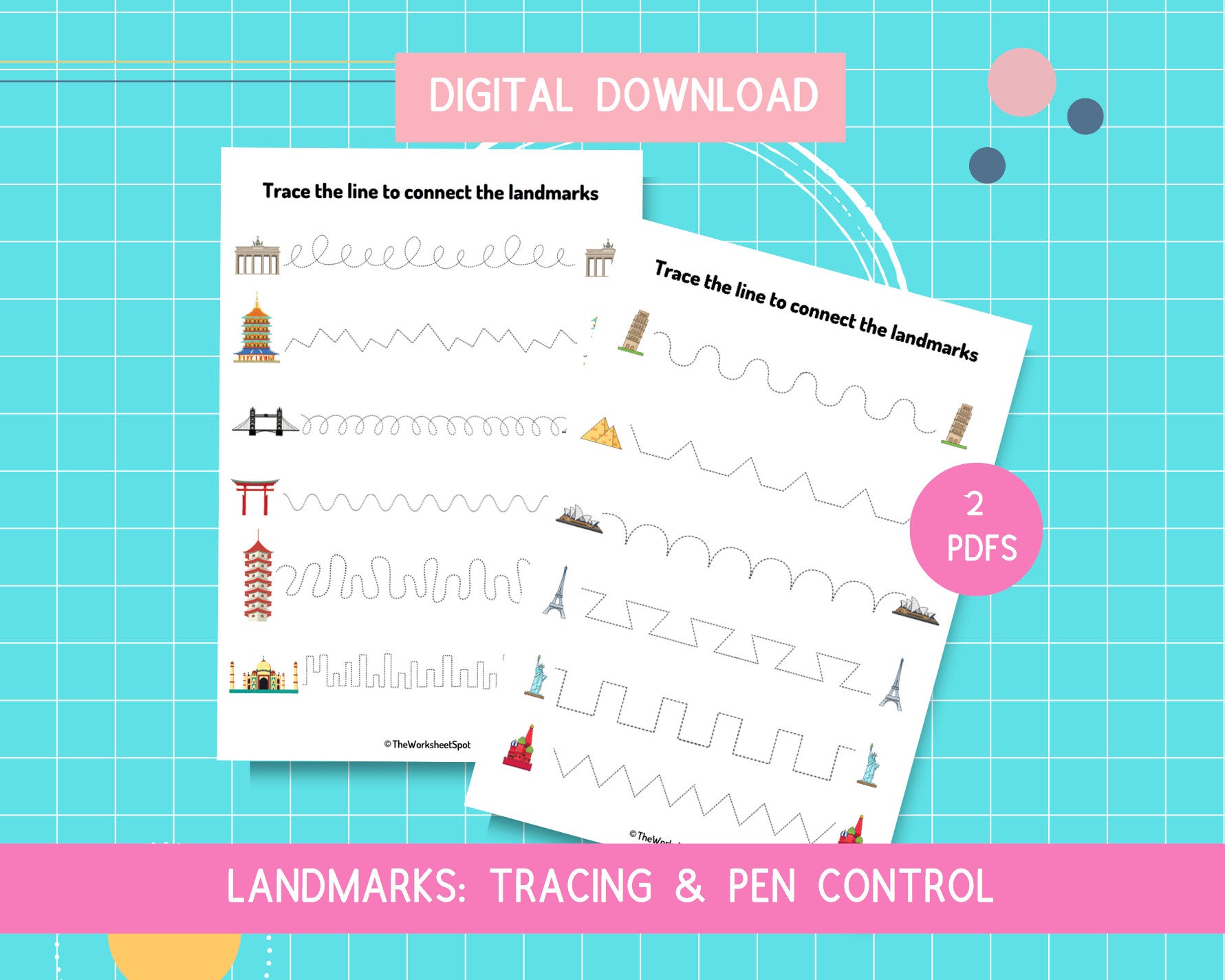 Tracing-landmarks-digital Download Matching Activity Matching - Etsy