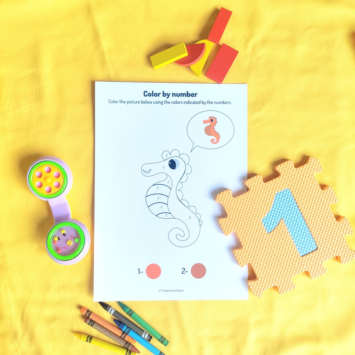 Seahorse Color by Number Digital Download Counting Worksheet Matching ...