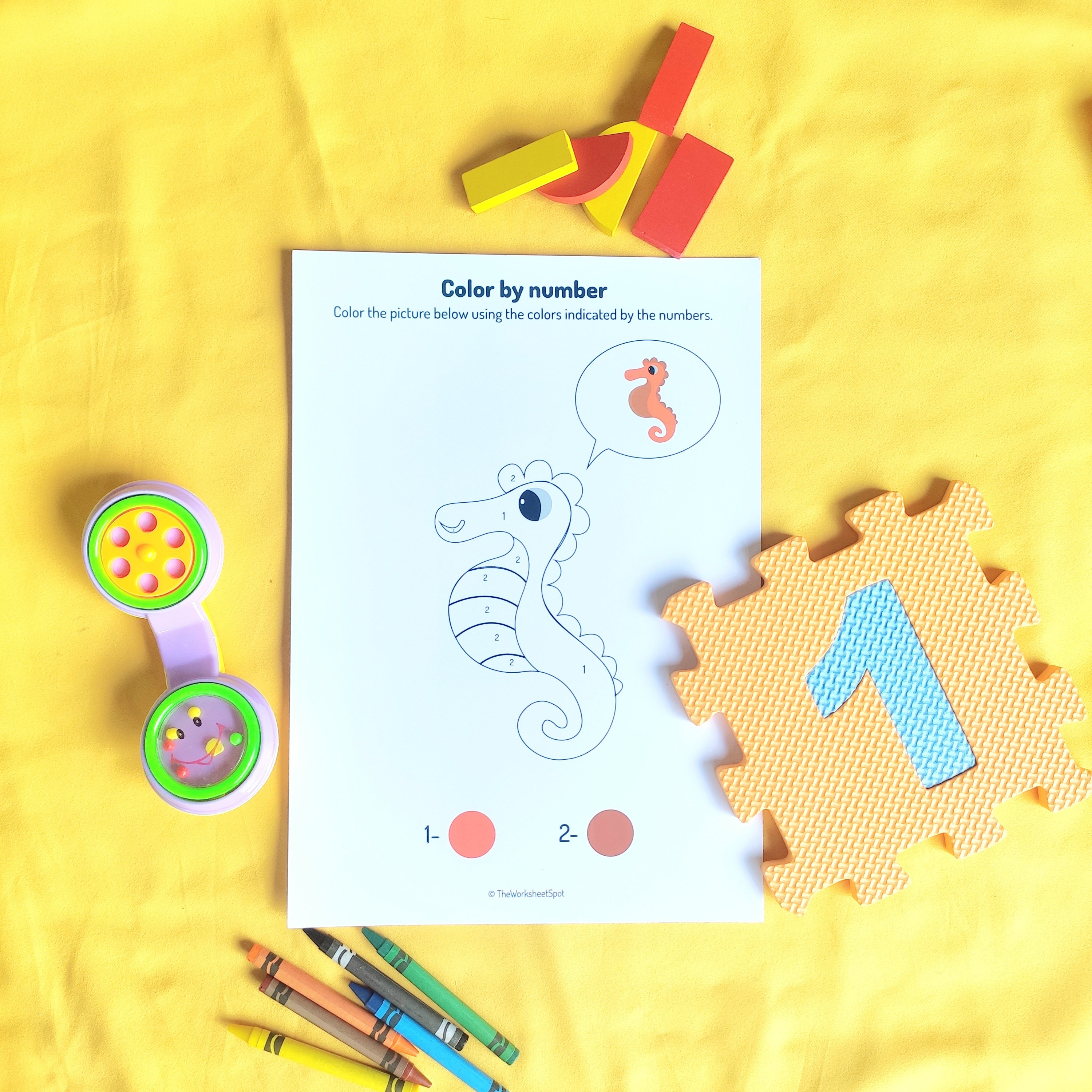 Seahorse Color by Number Digital Download Counting Worksheet Matching ...