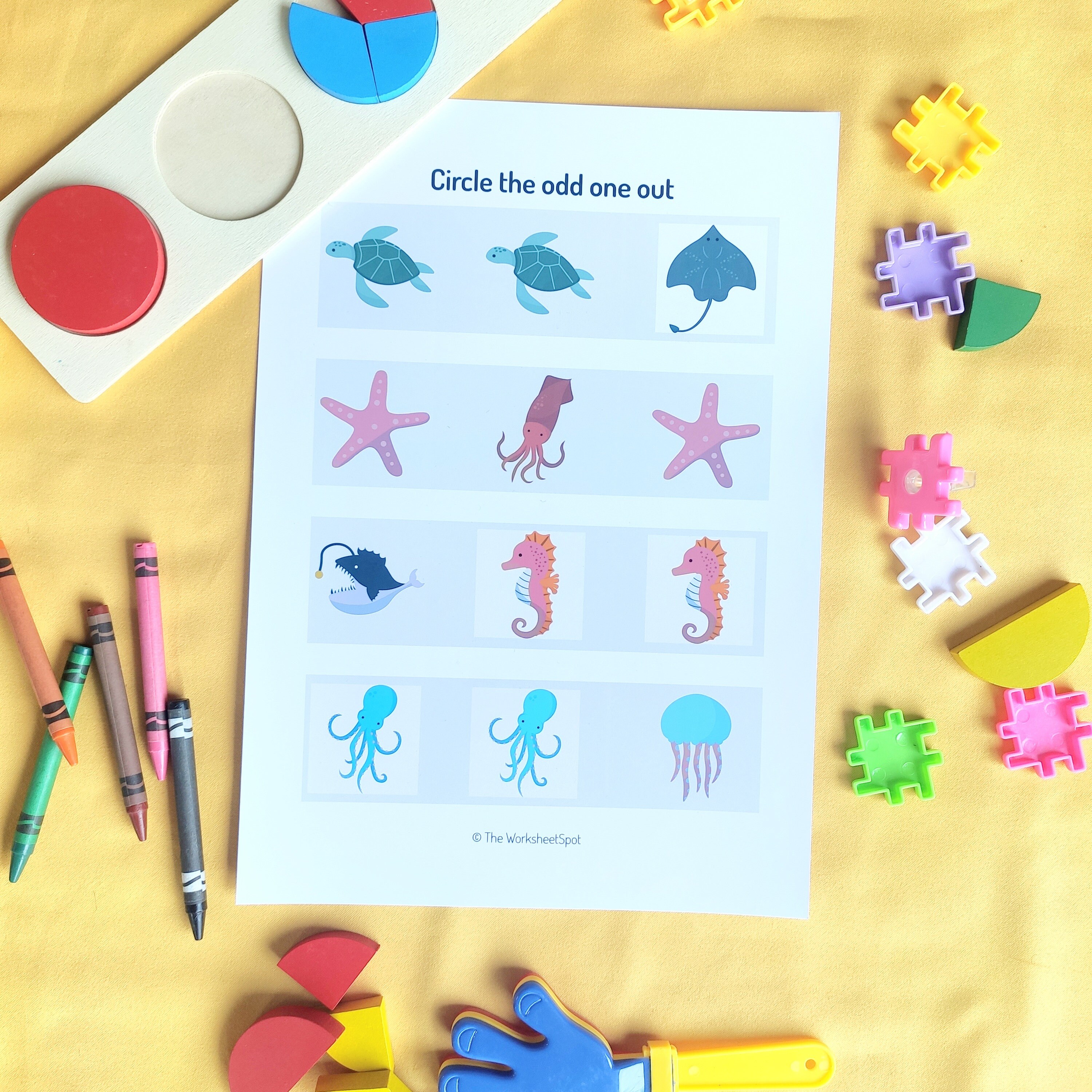 Sea Animals – Find Odd One Out Digital Download Pattern Recognition ...