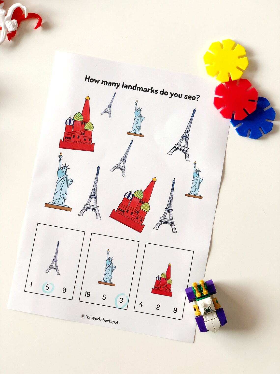 Count and Circle-landmarks Digital Download Counting Worksheet Math ...