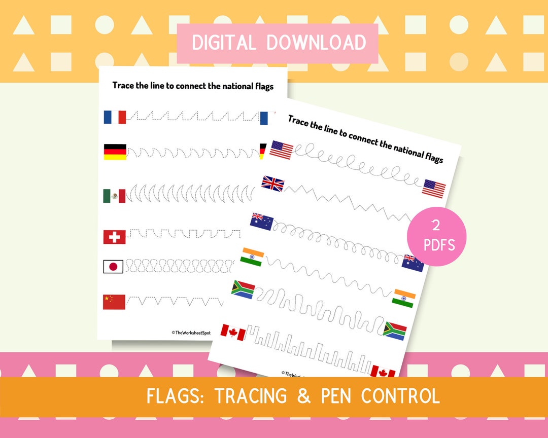 Tracing-national Flags-digital Download Matching Activity Matching Game ...
