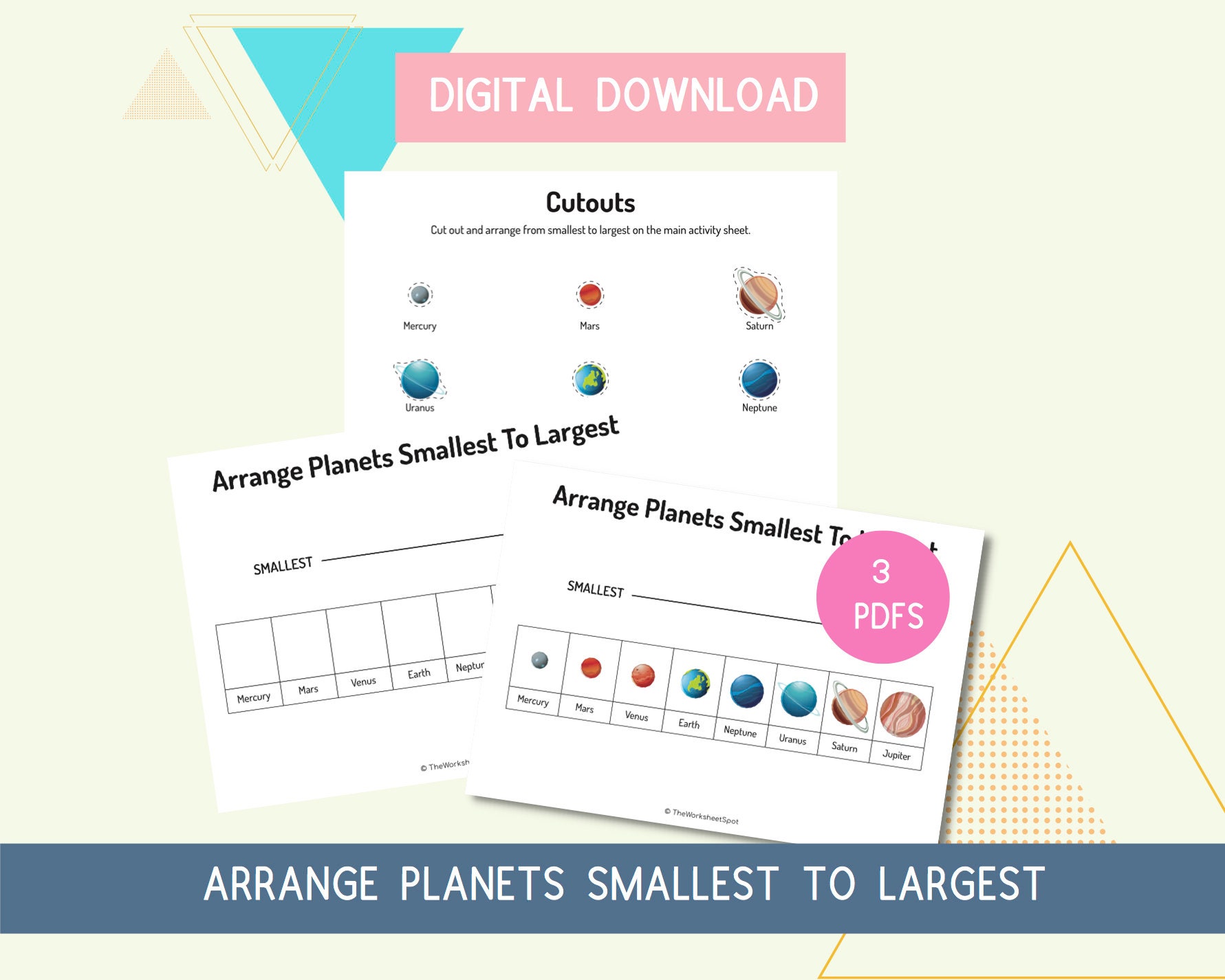 Arrange Planets by Size-digital Download Matching Activity Matching ...