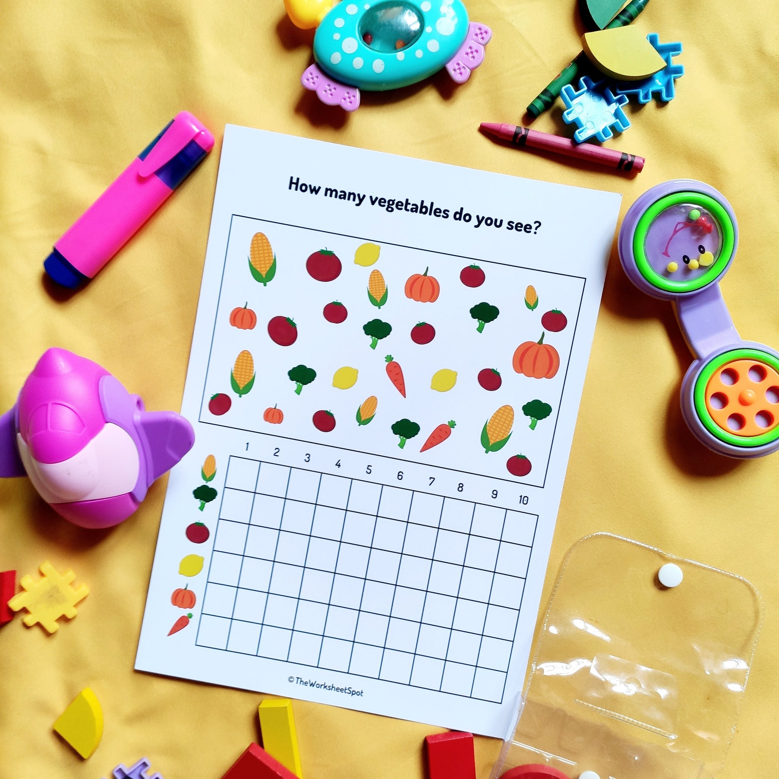 Count and Graph -vegetables - Digital Download Counting Worksheet Math ...