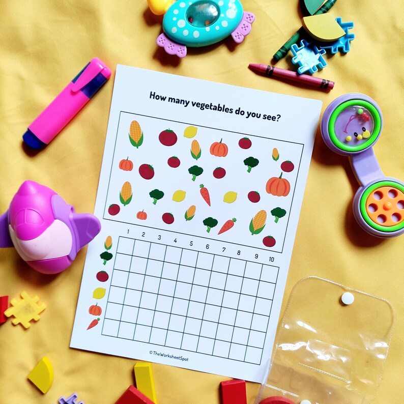 Count and Graph -vegetables - Digital Download Counting Worksheet Math ...