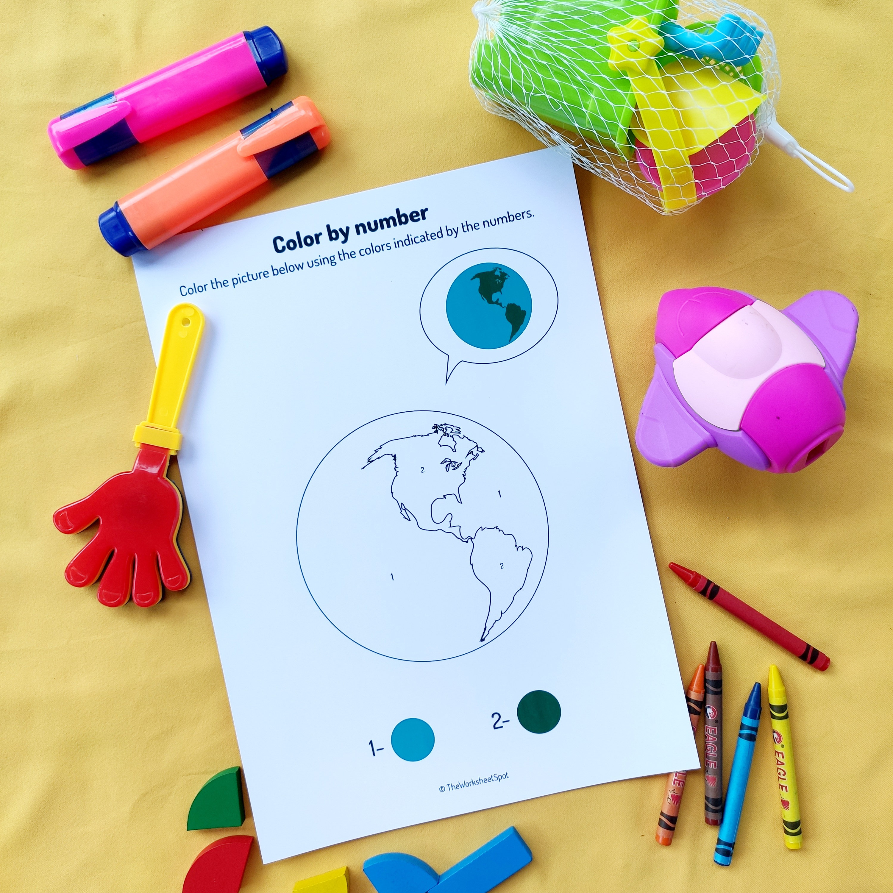 Color by Number-earth- Digital Download Counting Worksheet Matching ...