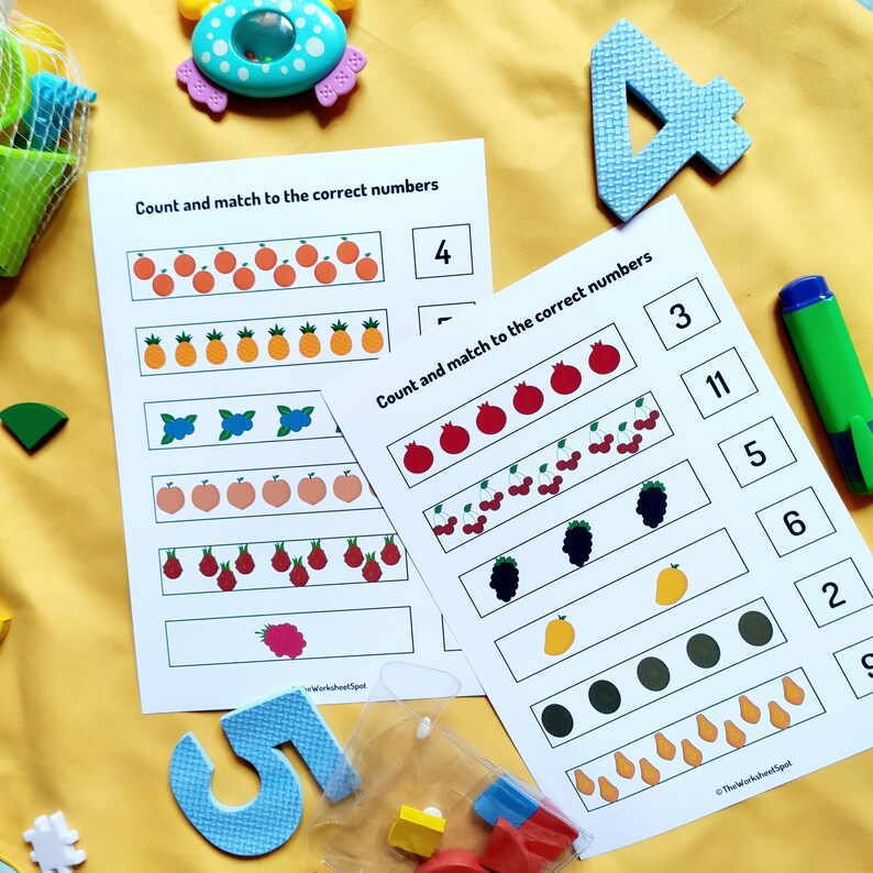 Count to 12 Numbers-fruits- Digital Download Counting Worksheet Learn ...