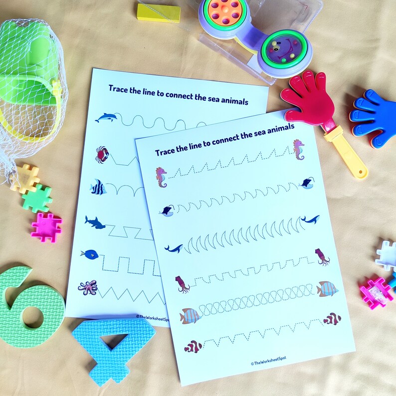 Tracing-sea Animals-digital Download Matching Activity - Etsy
