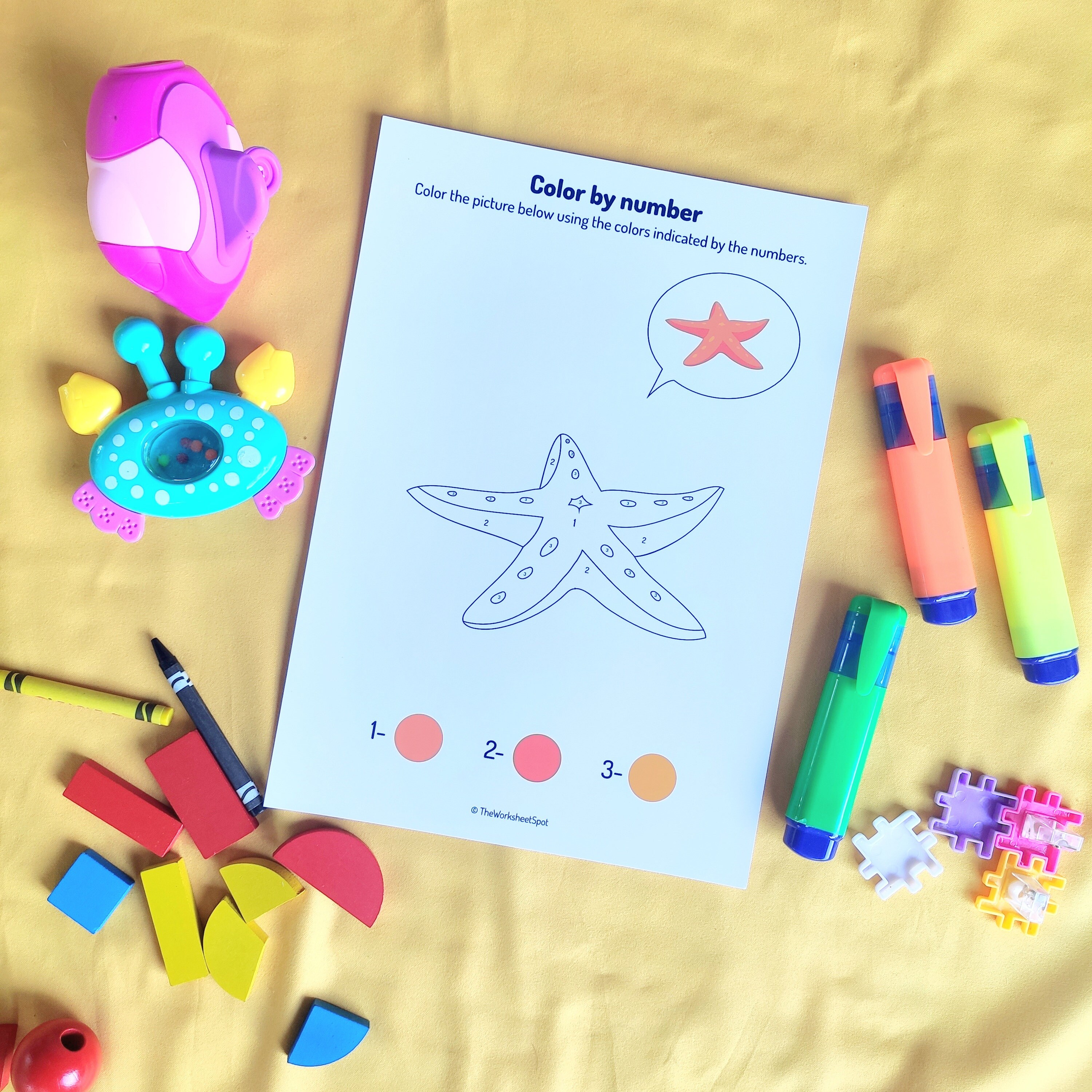 Starfish – Color by Number Digital Download Counting Worksheet Matching ...