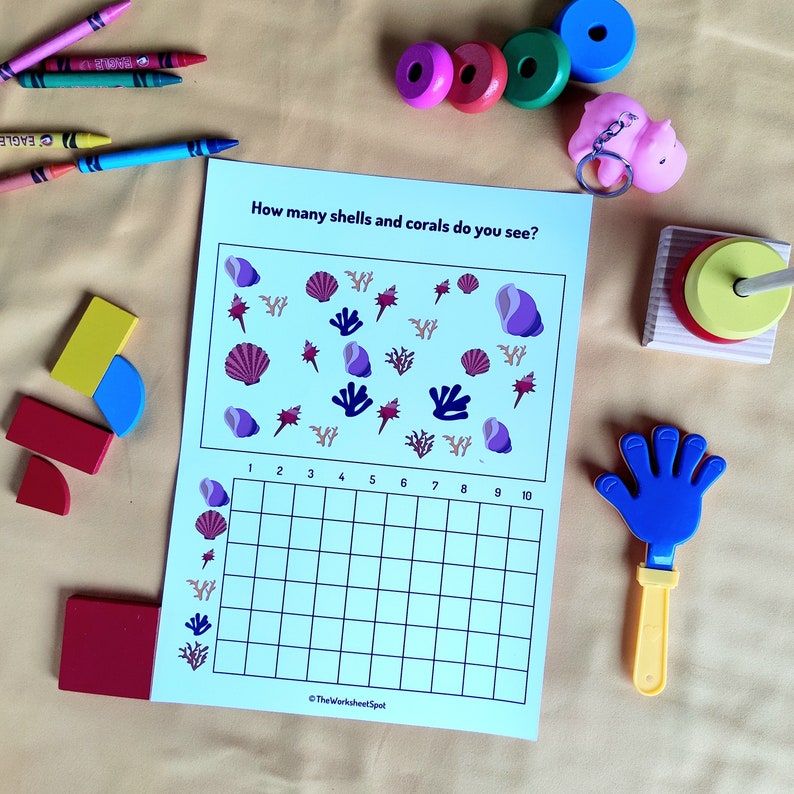 Count and Graph -shells - Digital Download Counting Worksheet Math ...