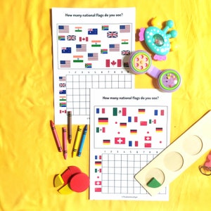 Count and Graph-national Flags- Digital Download Counting Worksheet ...