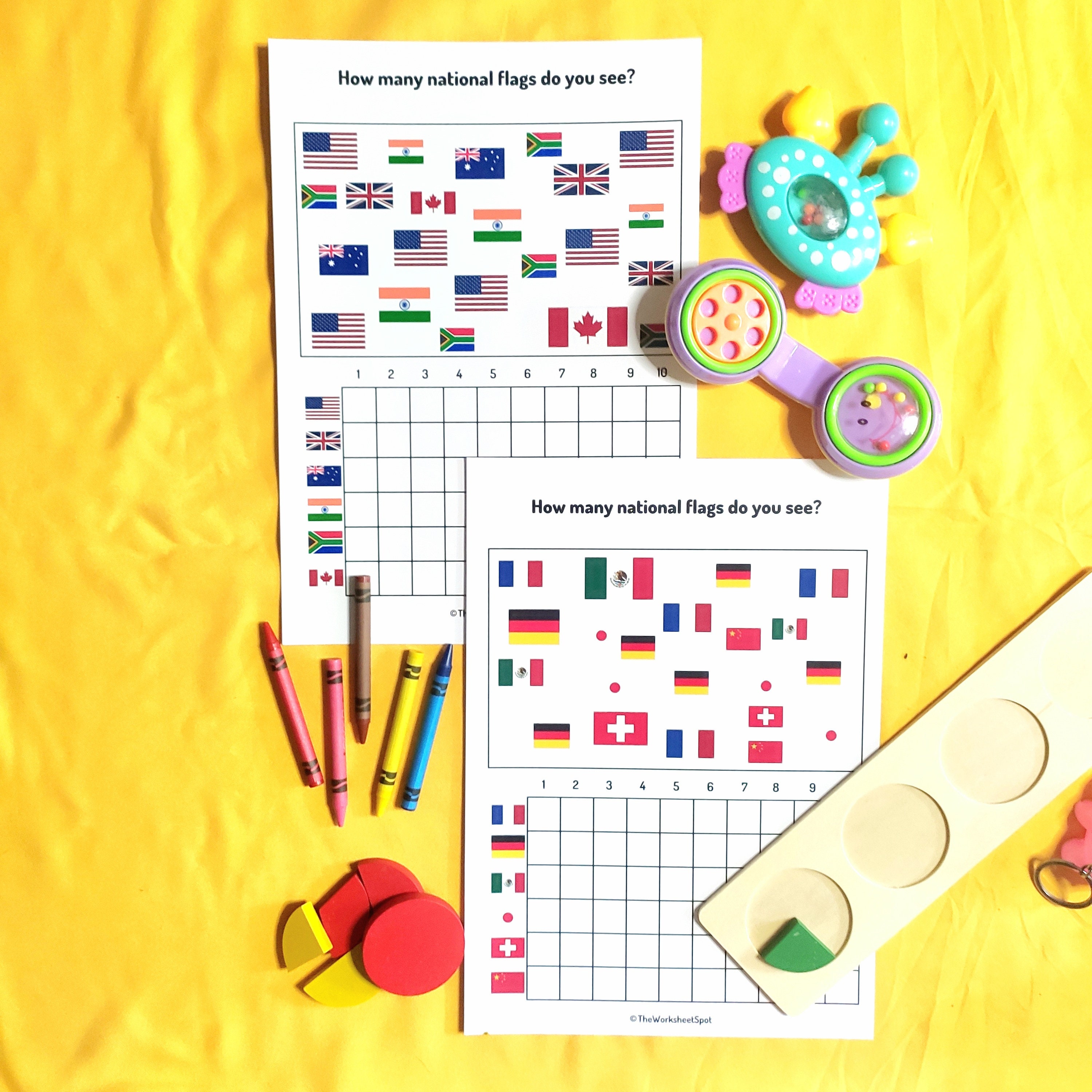 Count and Graph-national Flags Digital Download Counting Worksheet Math ...