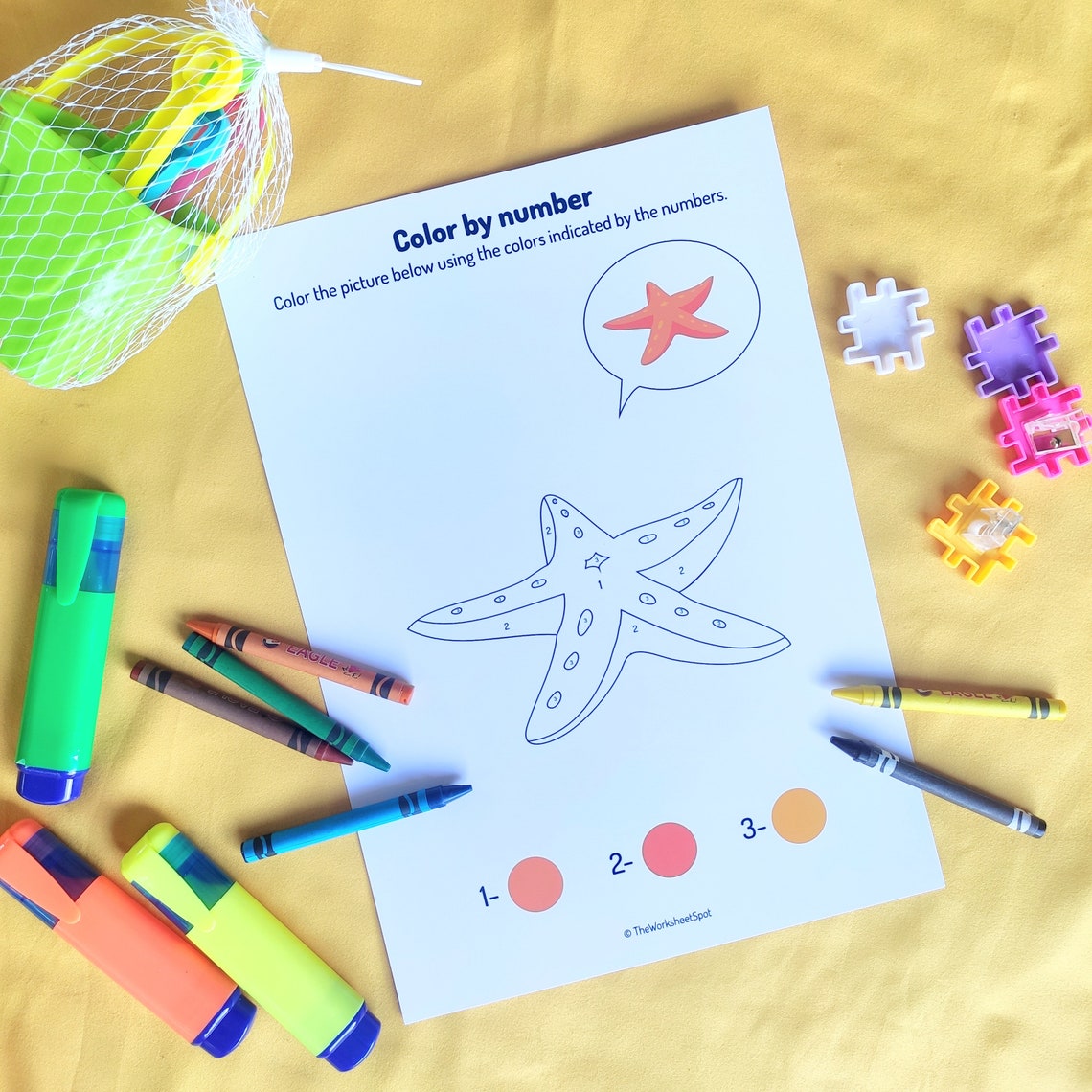 Starfish Color by Number Digital Download Counting Worksheet Matching ...