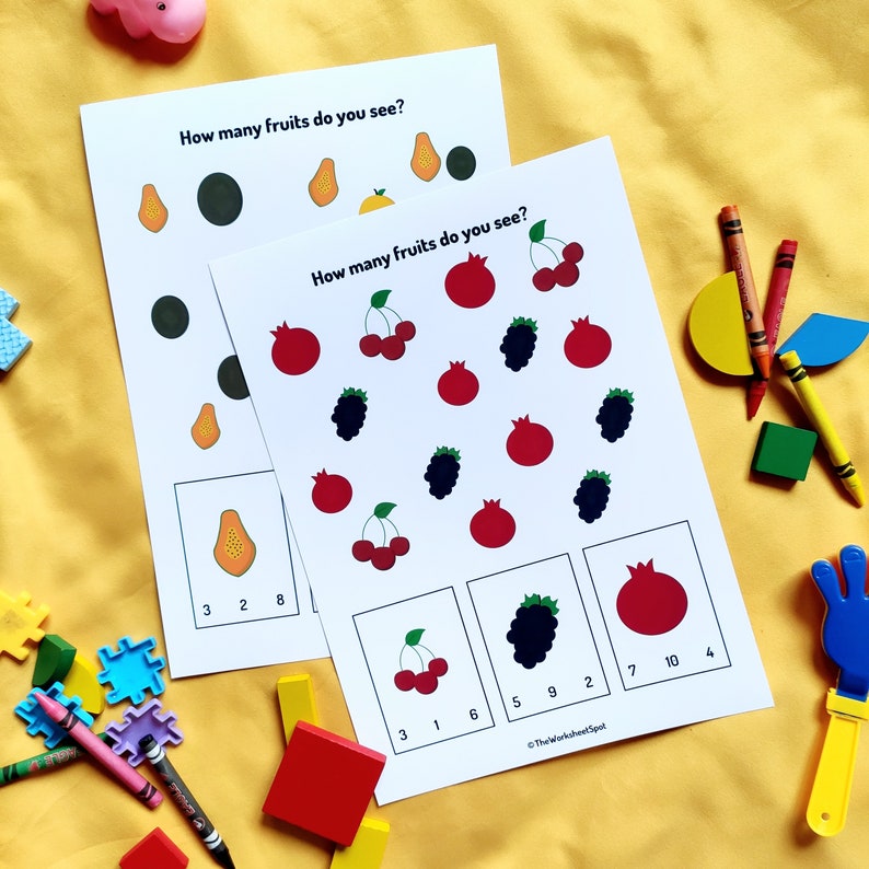Count and Circle-fruits Digital Download Counting Worksheet Math ...