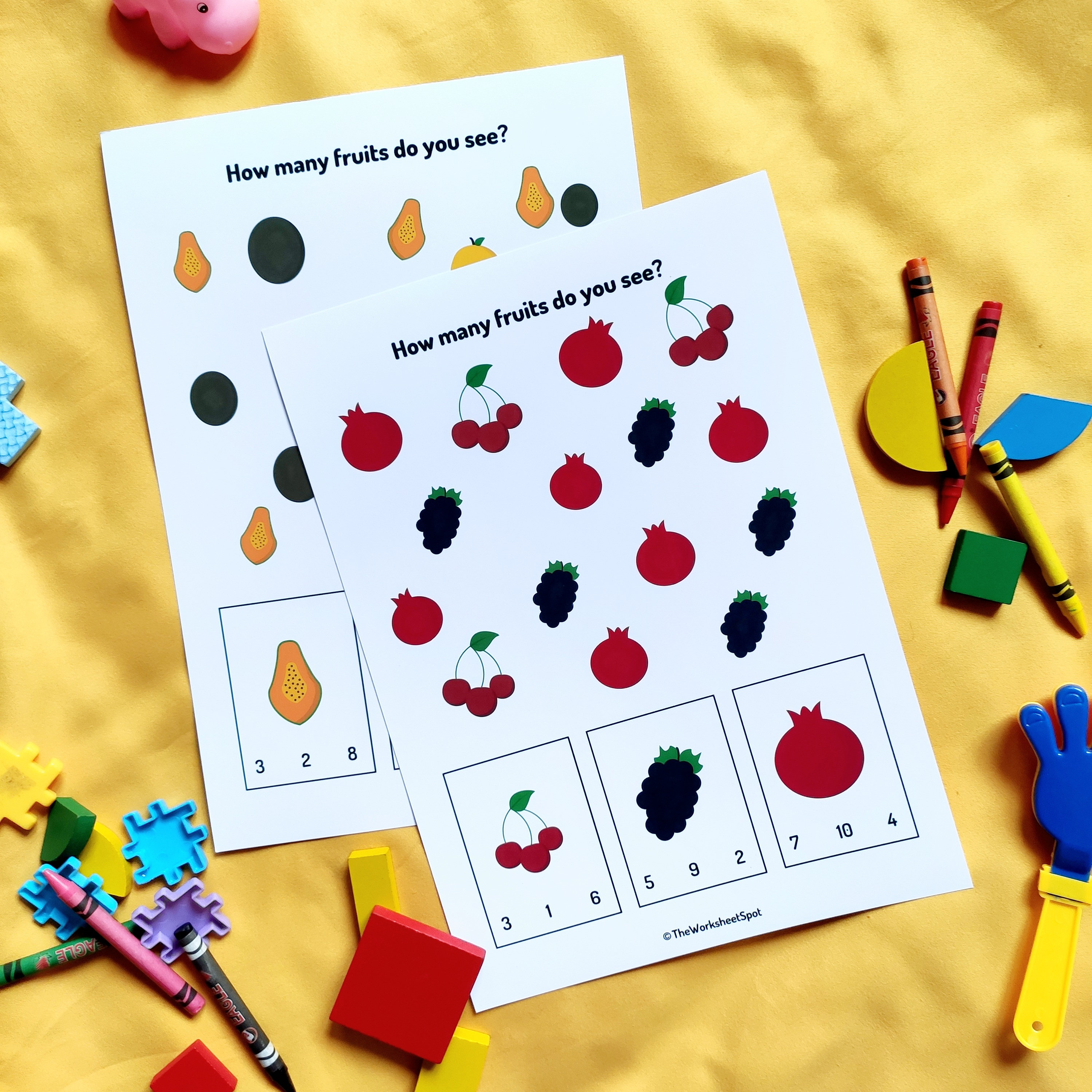 Count and Circle-fruits Digital Download Counting Worksheet Math ...