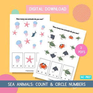 Sea Animals – Count and Circle Digital Download Counting Worksheet Math ...