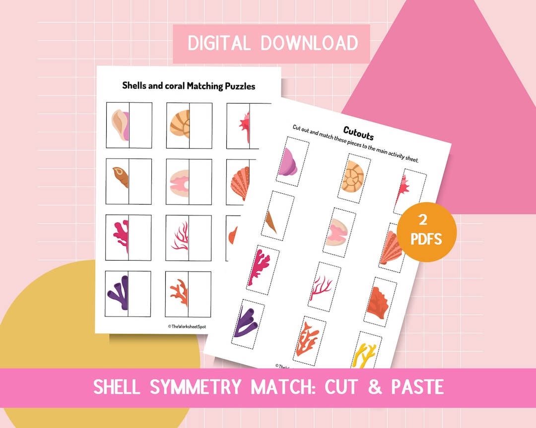 Symmetry Puzzle-sea Shells-digital Download Cut Paste Pattern ...