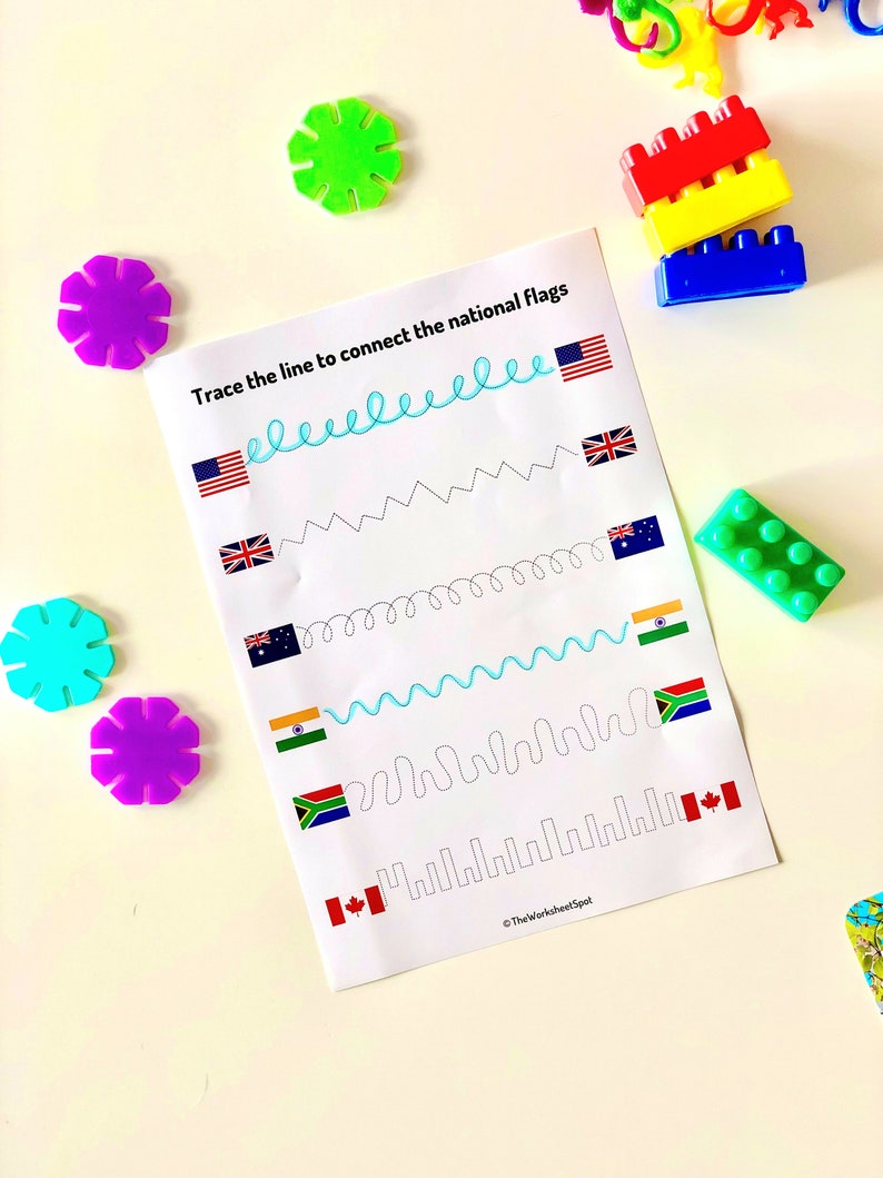 Tracing-national Flags-digital Download Matching Activity - Etsy