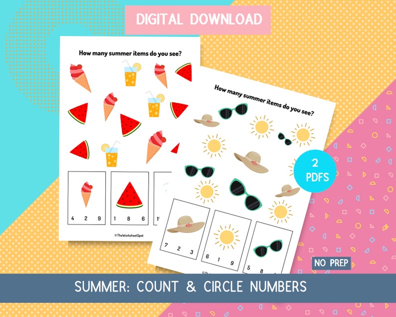 Count and Circle-summer Digital Download Counting Worksheet - Etsy