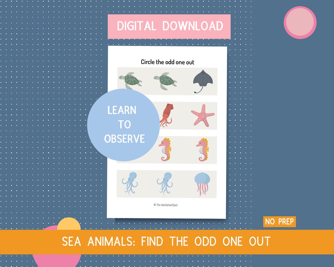 Find Odd One Out-sea Animals- Digital Download Pattern Recognition ...