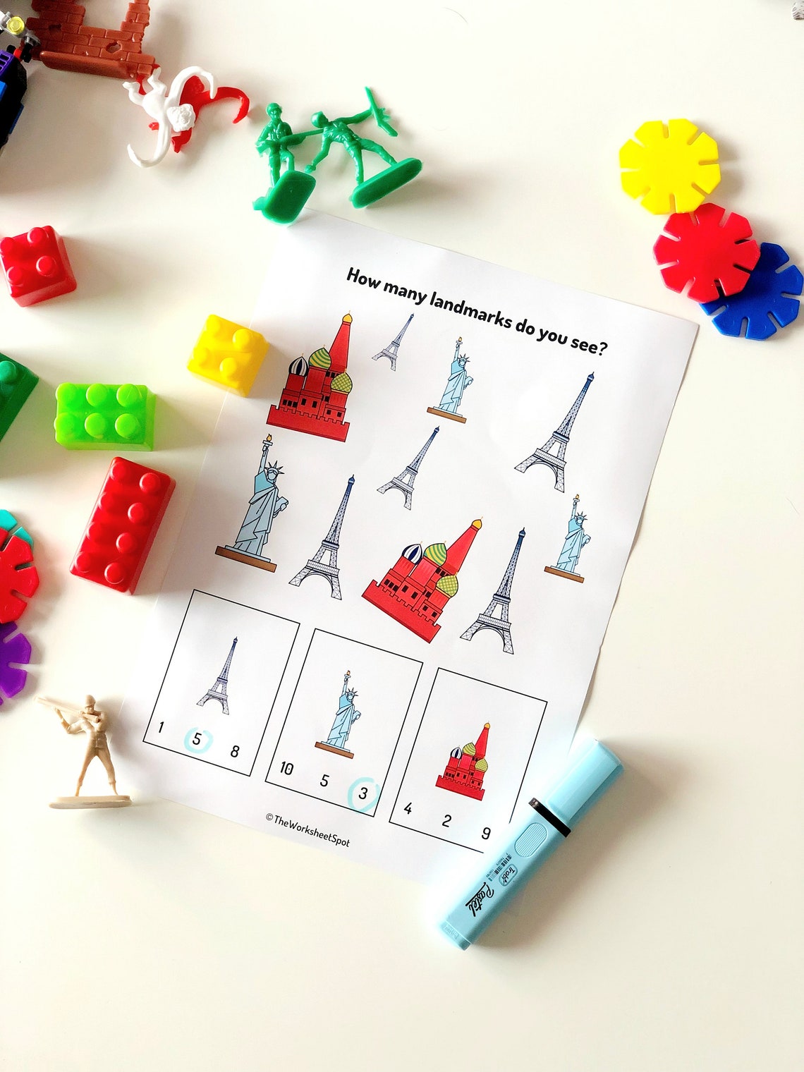 Count and Circle-landmarks Digital Download Counting Worksheet Math ...