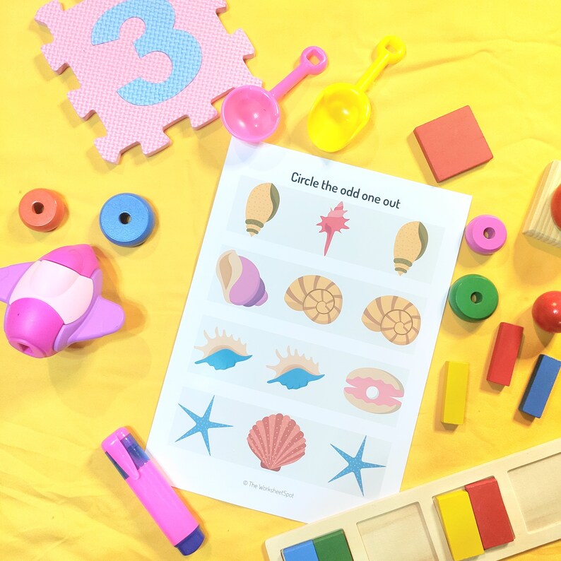 Find Odd One Out-shells- Digital Download Pattern Recognition Worksheet ...