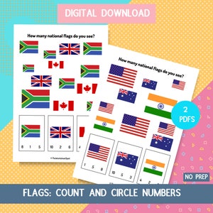 Count and Circle-national Flags- Digital Download Counting Worksheet ...