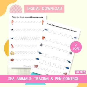 Tracing-sea Animals-digital Download Matching Activity Matching Game ...