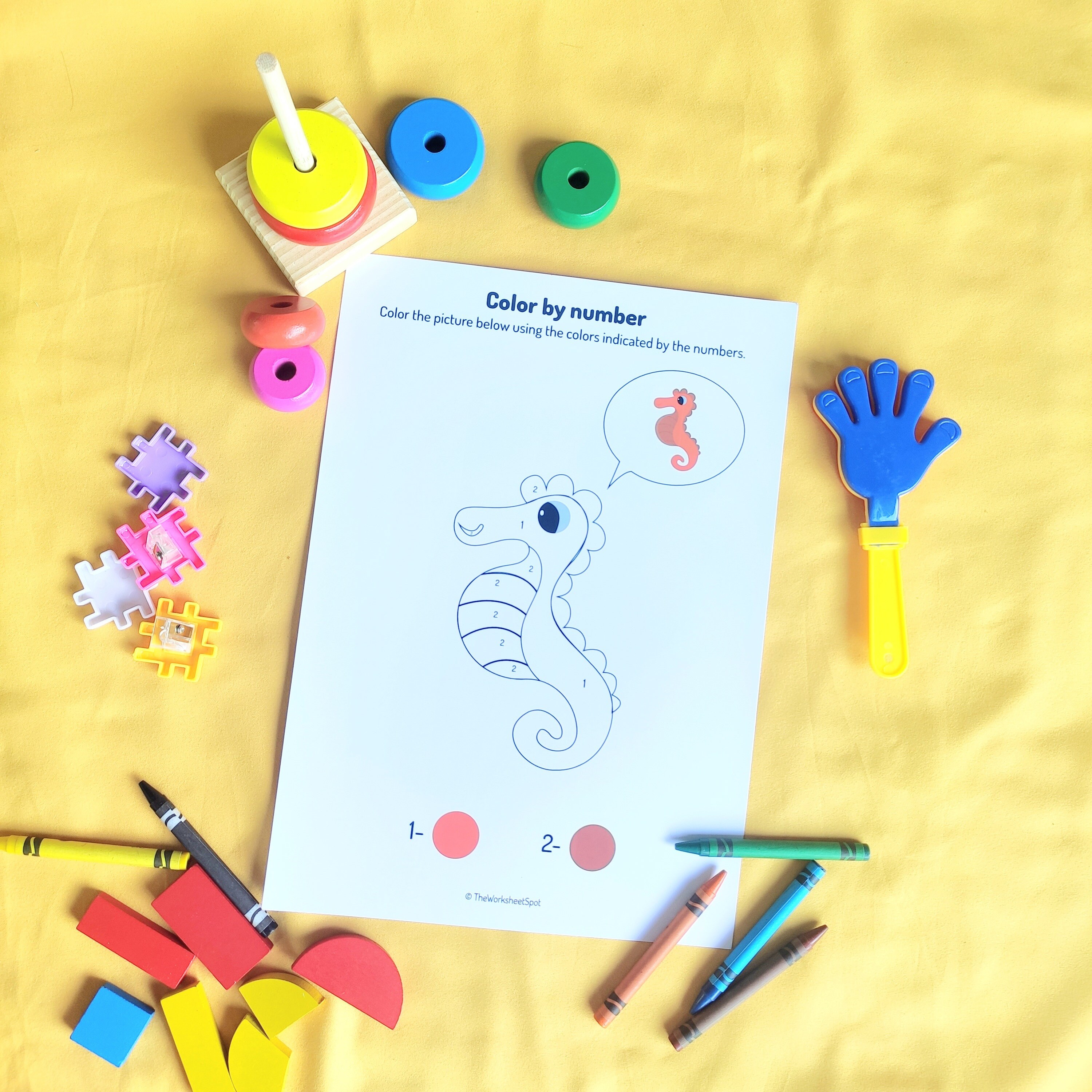 Seahorse Color by Number Digital Download Counting Worksheet Matching ...