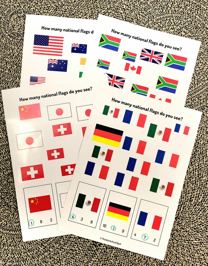 Count and Circle-national Flags Digital Download Counting | Etsy