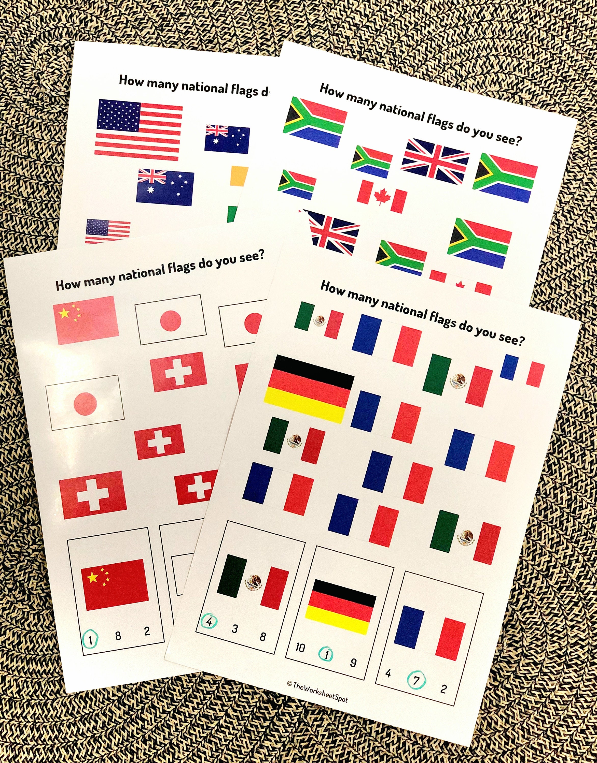 Count and Circle-national Flags- Digital Download Counting Worksheet ...
