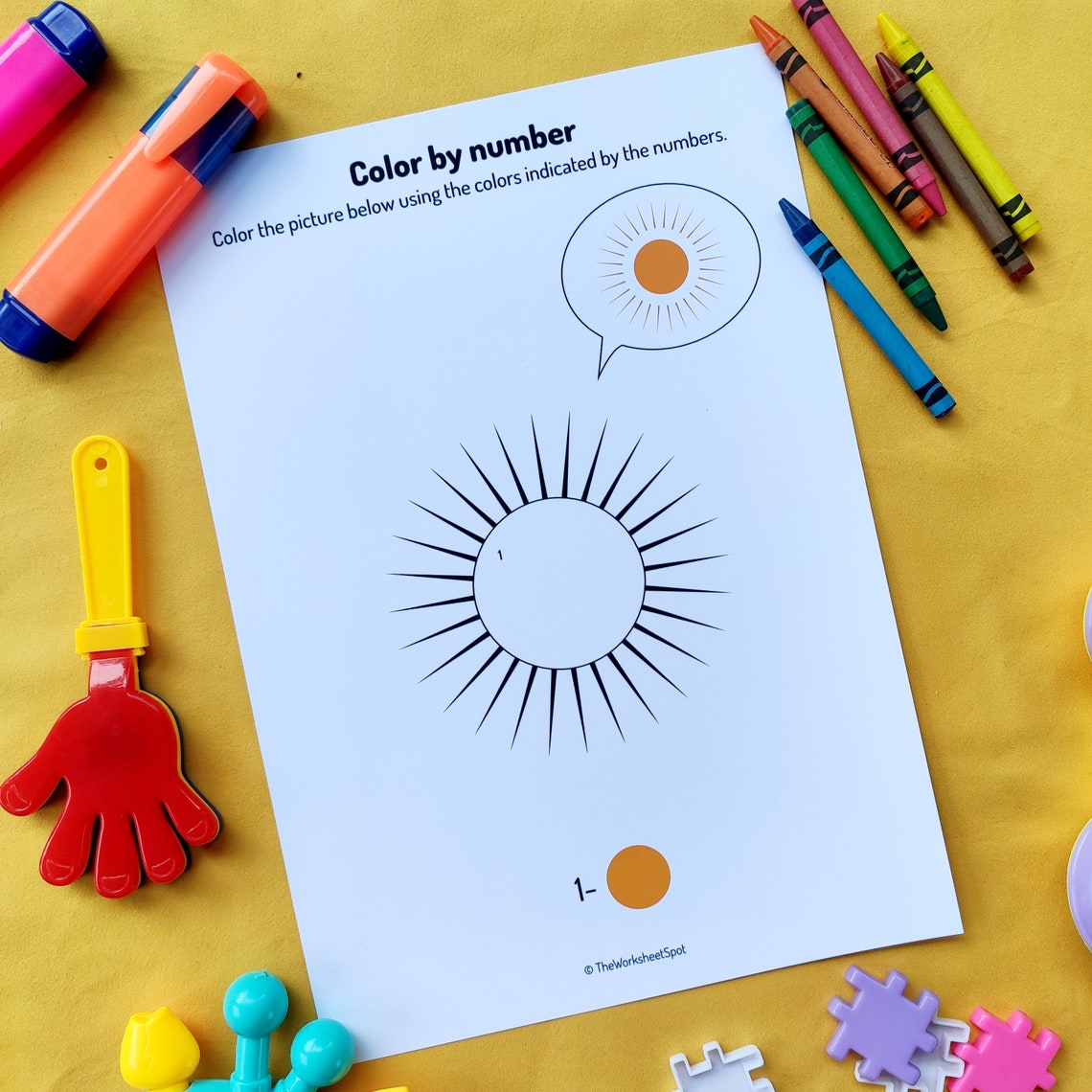 Color by Number-sun Digital Download Counting Worksheet Matching ...