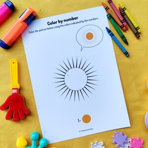Color by Number-sun Digital Download Counting Worksheet Matching ...