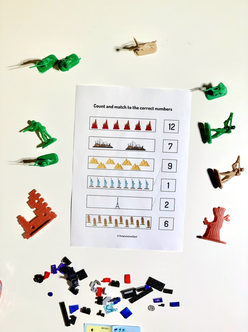 Count to 12 Numbers-landmarks- Digital Download Counting Worksheet ...