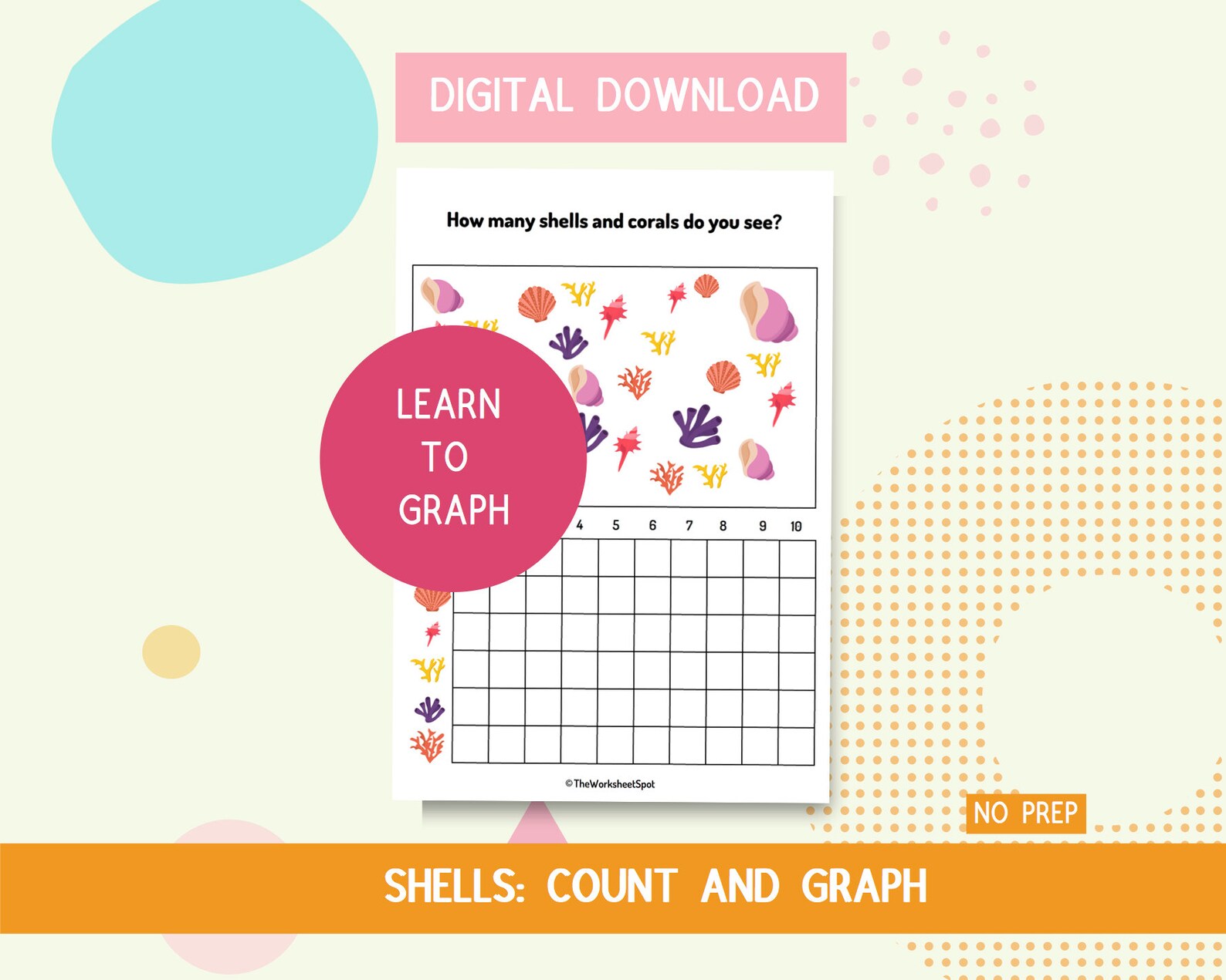 Count and Graph -shells - Digital Download Counting Worksheet Math ...