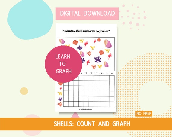 Count and Graph shells Digital Download Counting Worksheet | Etsy