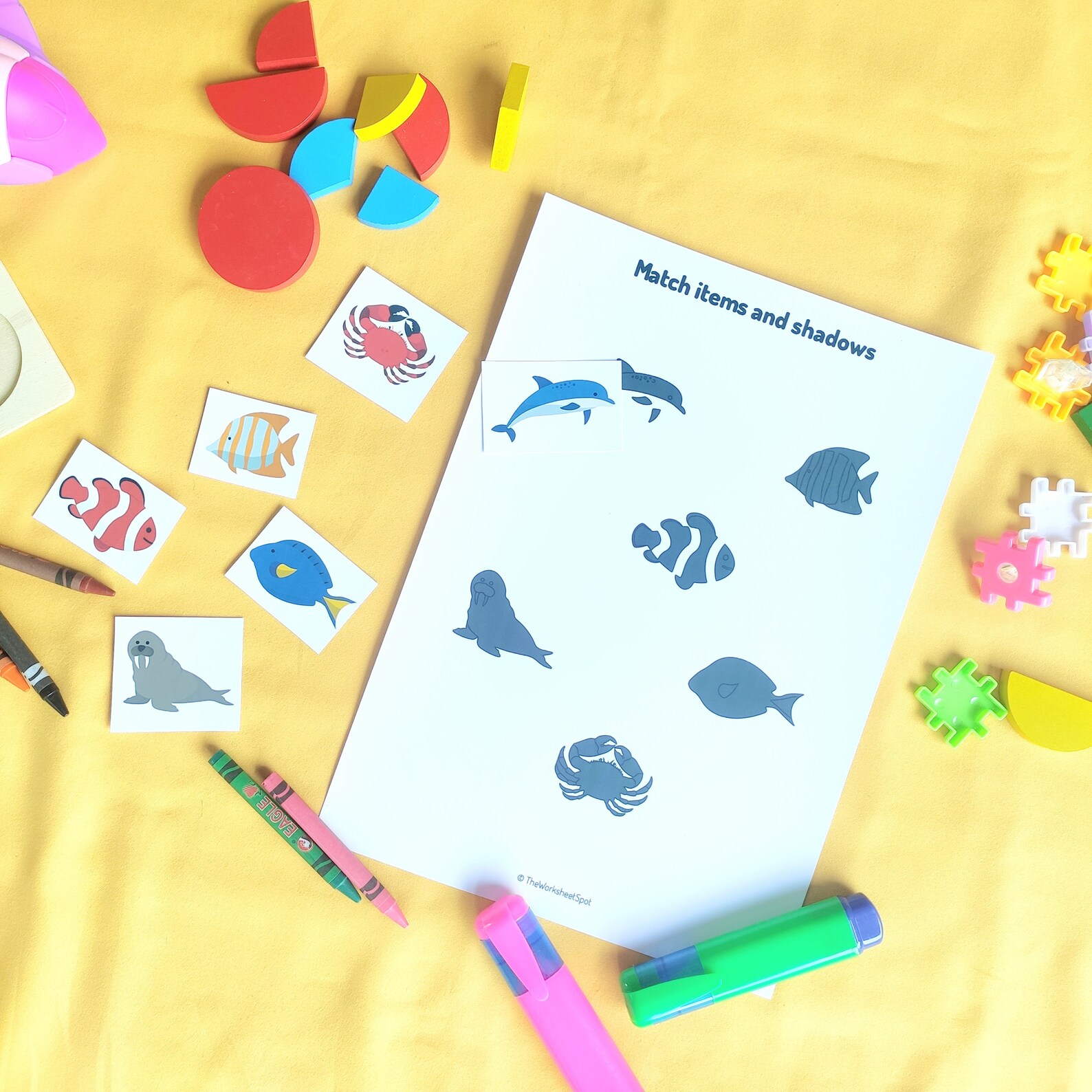 Sea Animals – Match Items and Shadows Digital Download Matching ...