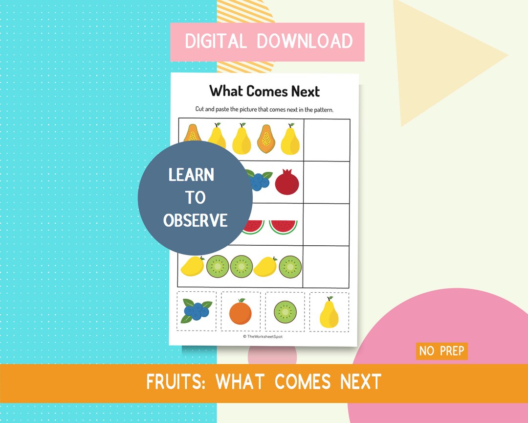 Complete the Pattern-fruits- Digital Download Pattern Sequencing ...