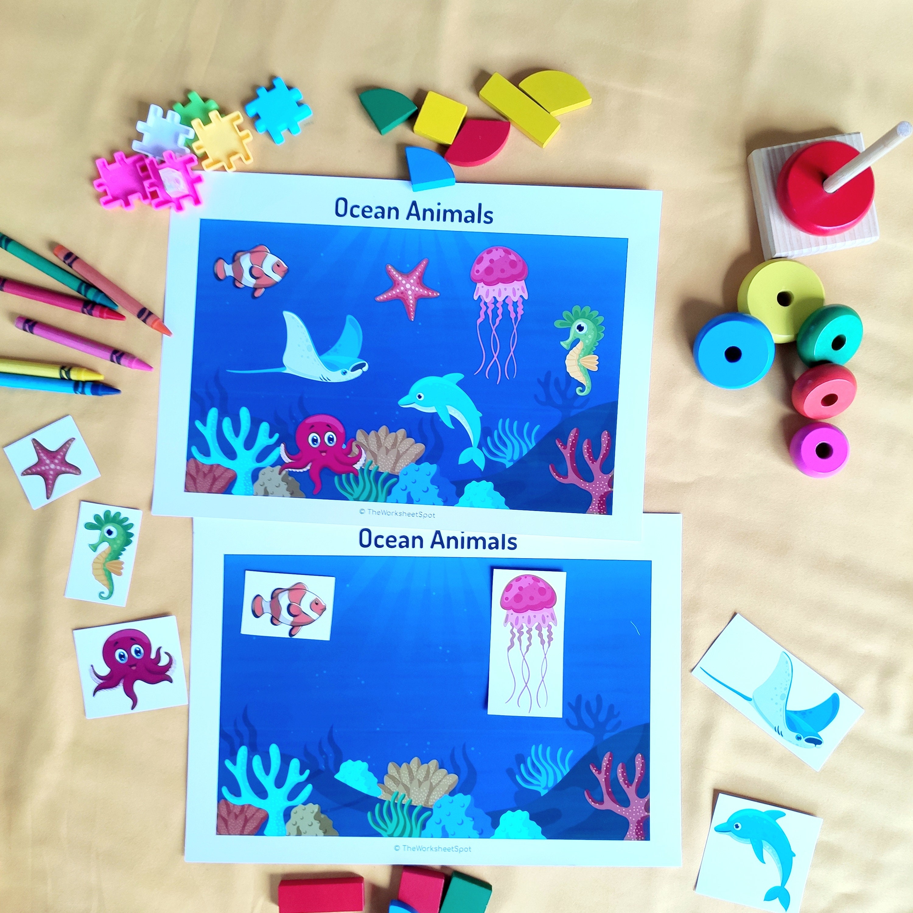 Ocean Scene-sea Animals-digital Download Matching Activity Matching ...